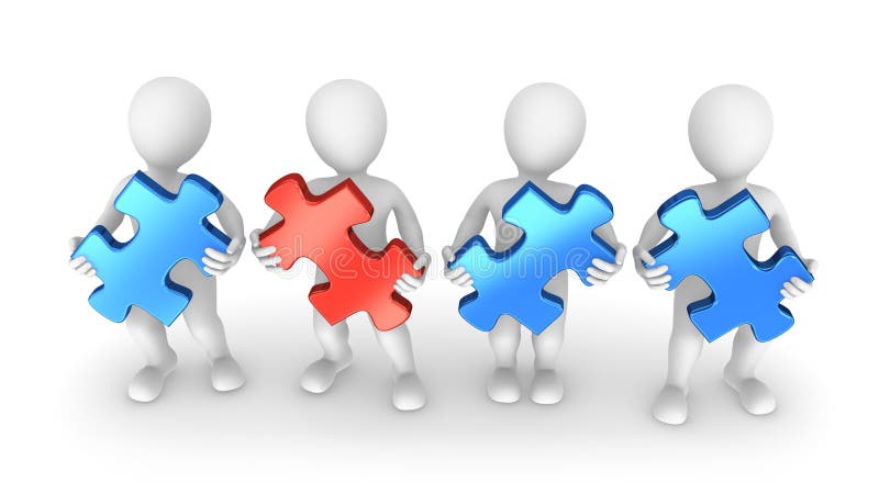 3d Witte Mensen Met Puzzelstukken Stock Illustratie - Illustration of ...