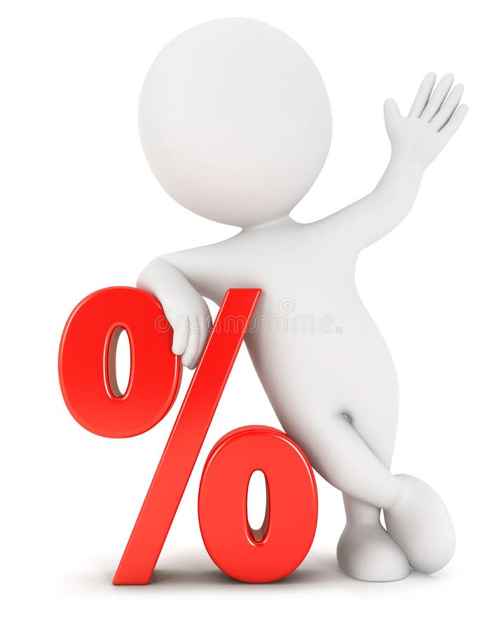 3d Persoon Met Procent Teken Stock Illustratie - Illustration of aantal ...
