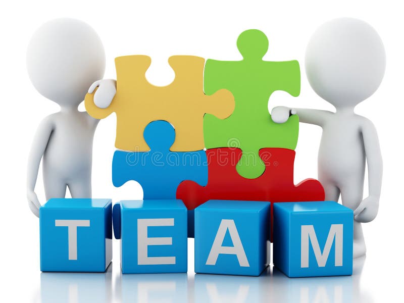 3d Witte Mensenwerk Samen Het Concept Van Het Team Stock Illustratie ...