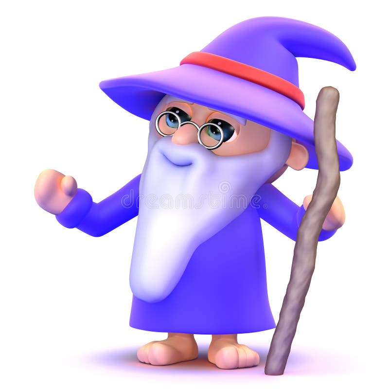 3d Wizard Gestures To the Right Stock Illustration - Illustration of ...
