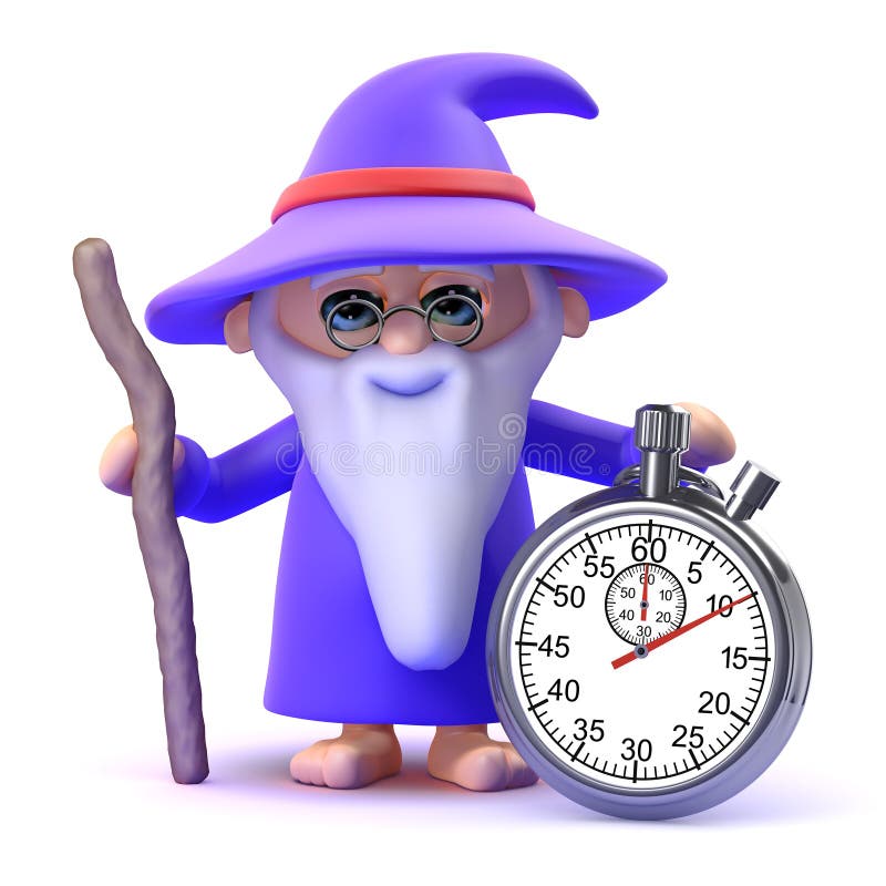 3d Wizard Has a Magical Stopwatch Stock Illustration - Illustration of ...