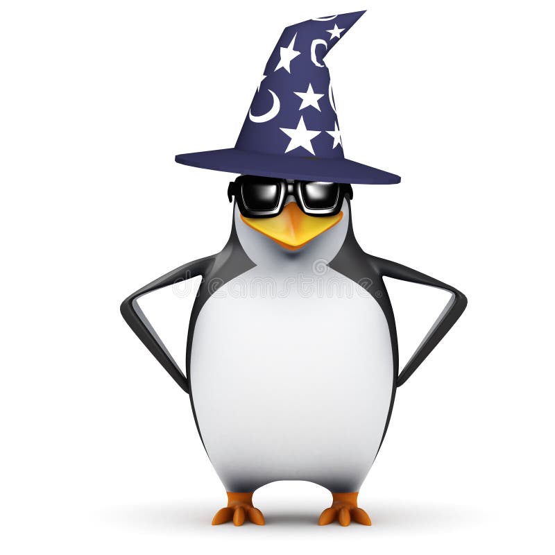 3d Wizard penguin stock illustration. Illustration of character - 41040114