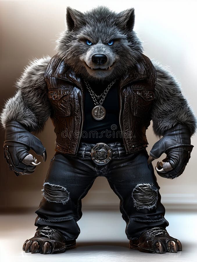 3d Wolves in Leather Jackets with a Bold and Charismatic Look Stock ...