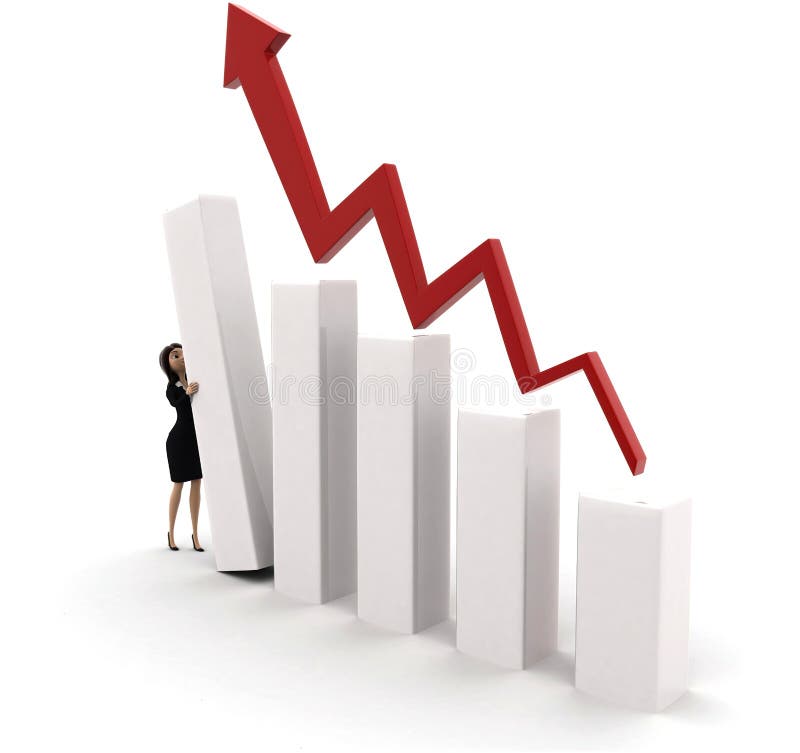 3d Woman Arranging Graph Concept in White Background Stock Illustration ...