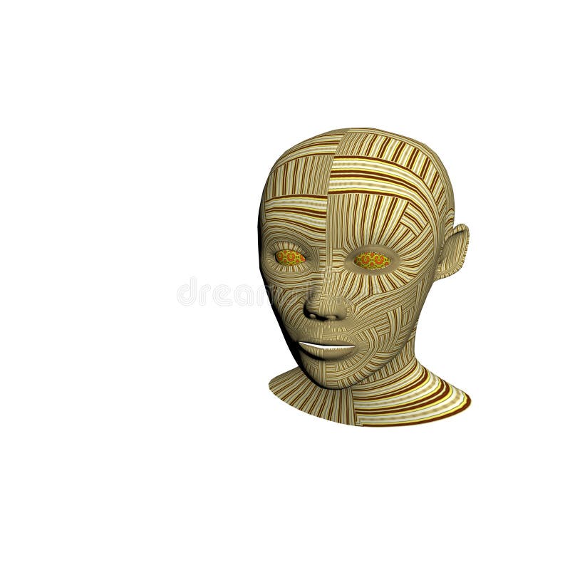 3d Woman`s Head Painted with Patterns. Stock Illustration ...