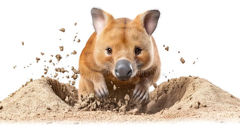 3D Wombat with Realistic Fur Textures, Mid Action, Digging in Sand ...