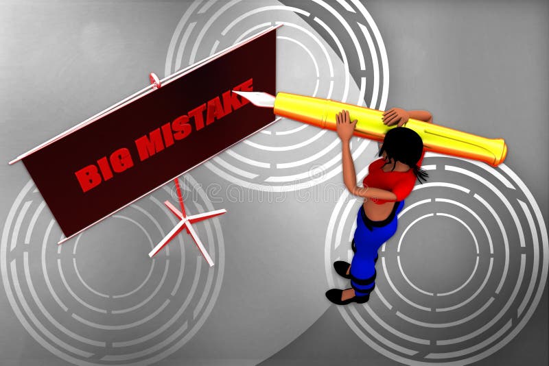 3d Women Big Mistake Illustration Stock Illustration - Illustration of ...