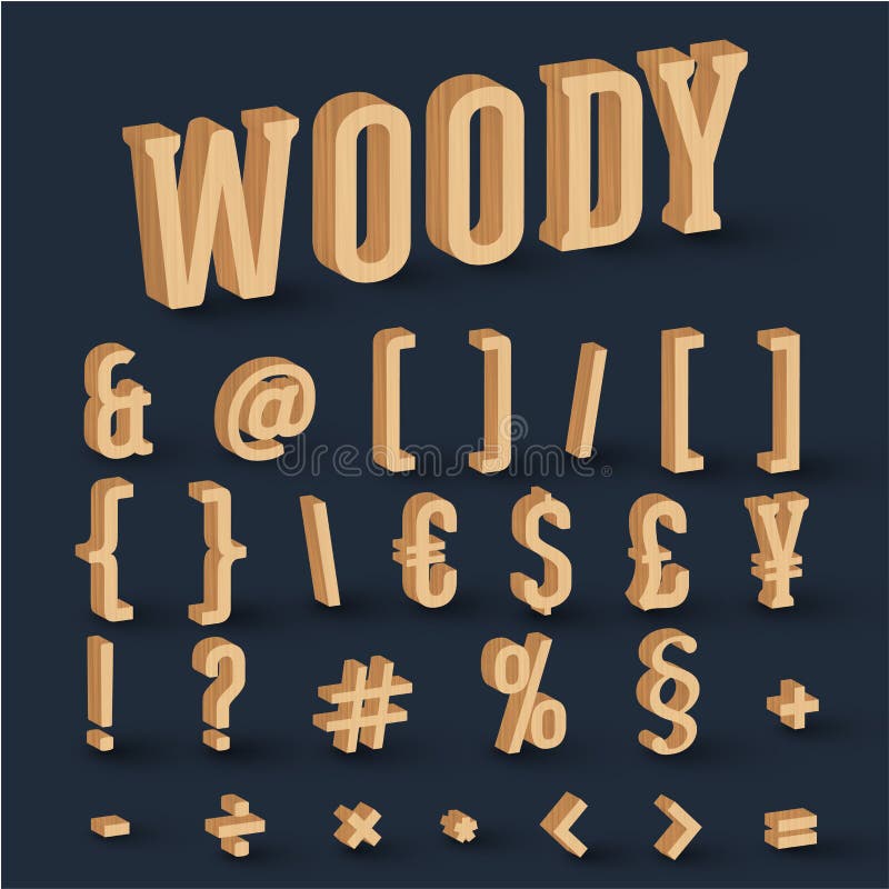 3D Wood Font Character Emoticon, Vector Stock Vector - Illustration of ...