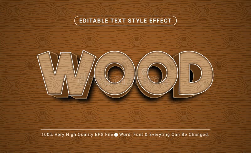 3D Wood Style Text Effect, Editable Text Effect Stock Vector ...
