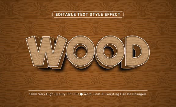 3D Wood Style Text Effect, Editable Text Effect Stock Vector ...