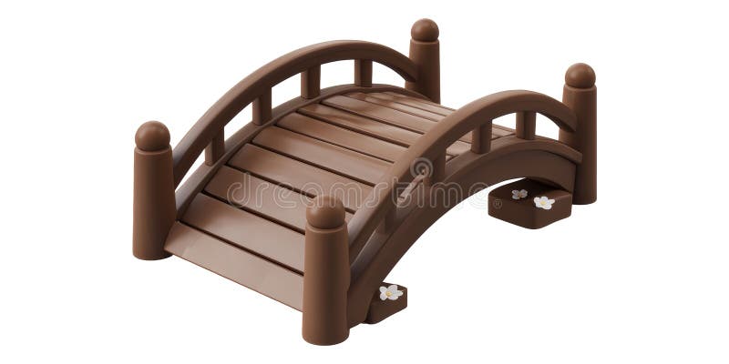 3D Wooden Bridge Illustration Isolated on Transparent Background Stock ...