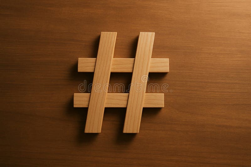 Vector 3D Wooden Hashtag Mockup – Social Media Icon Stock Photo for ...