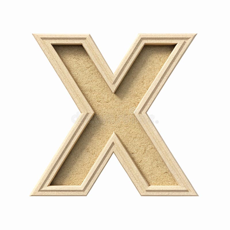 3D Wooden Letter X Design with Textured Finish for Creative Projects ...