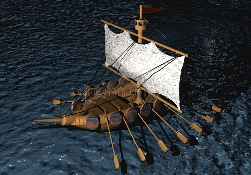 3D wooden ship stock illustration. Illustration of sailboat - 194479640