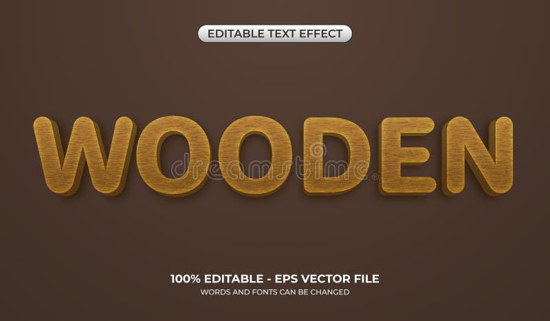 3D Wooden Text Effect. Editable Wood Texture Graphic Styles Stock ...