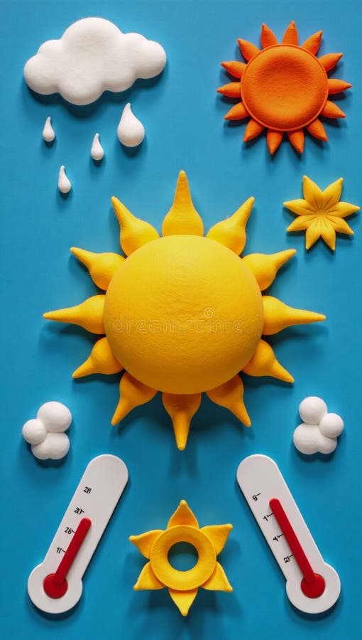 3D Wool Felt Illustration Showcasing Sun Symbol with Weatherrelated ...