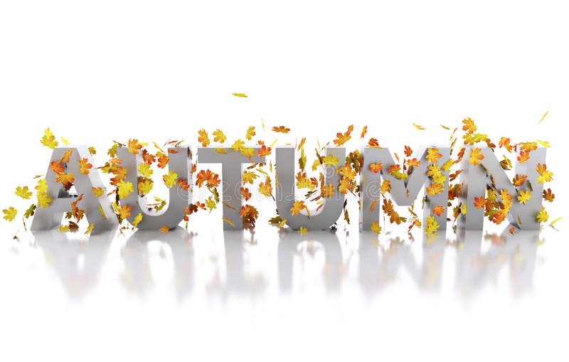 3d Word Autumn Decorated with Leaves. Stock Illustration - Illustration ...