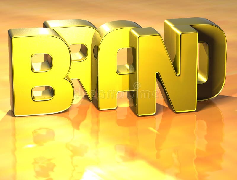 3D Word Brand on Yellow Background Stock Illustration - Illustration of ...