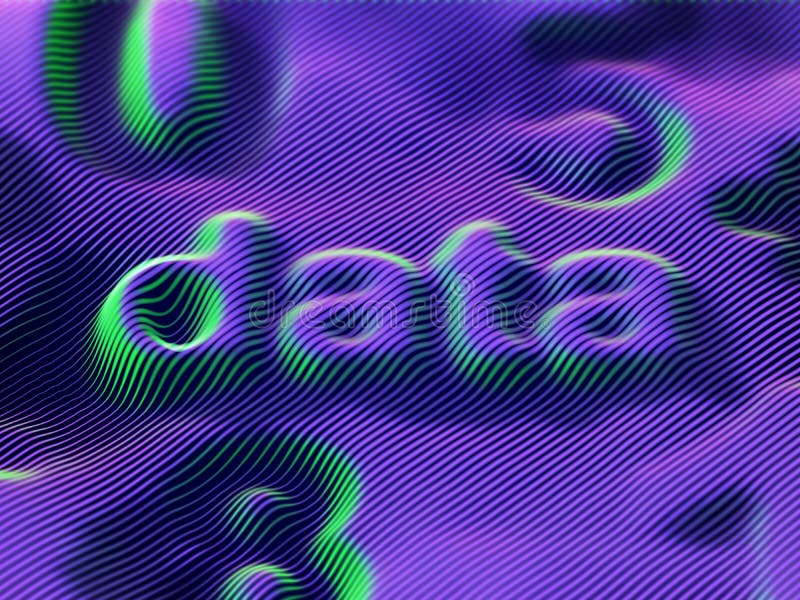 3D Word Data with Digits on Striped Digital Surface. Stock Vector ...