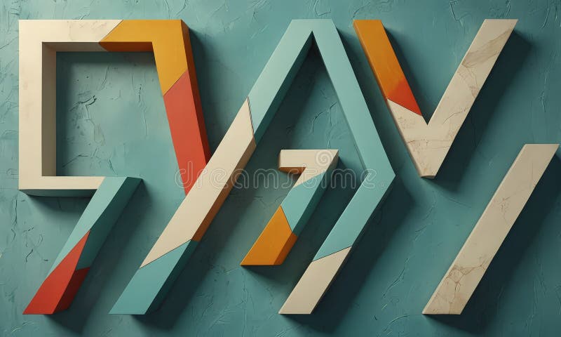 3D the Word "DAY" in Modern, Abstract Style, with Mix Geometric Shapes ...