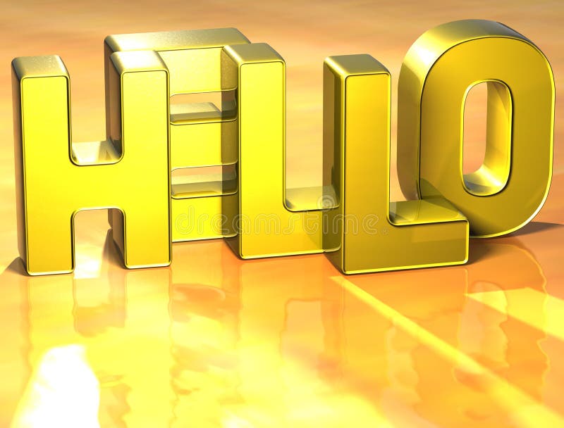 3D Word Hello on Yellow Background Stock Illustration - Illustration of ...