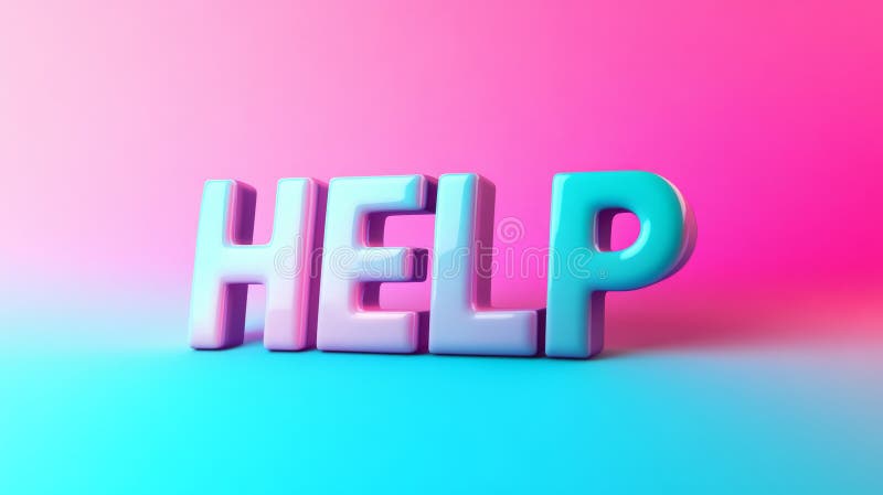 3d Word Help on Pink and Blue Gradient Background. Emergency and ...