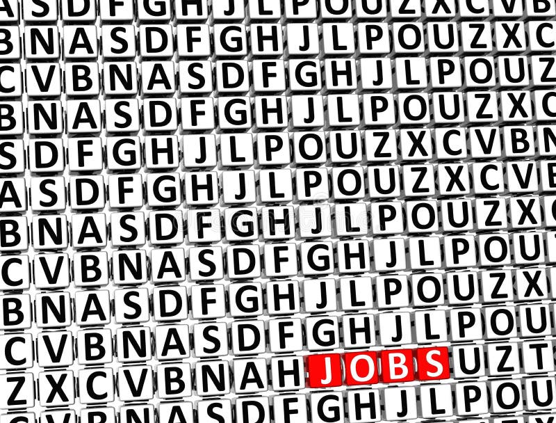 3D Word Jobs Inside Different Letters Blocks Stock Illustration ...