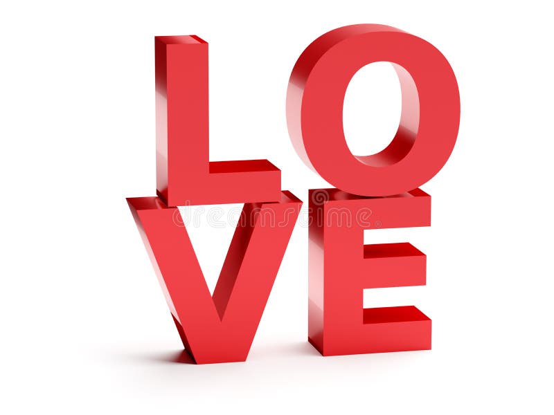 3d Word LOVE Isolated on White Background with Shadow Stock ...