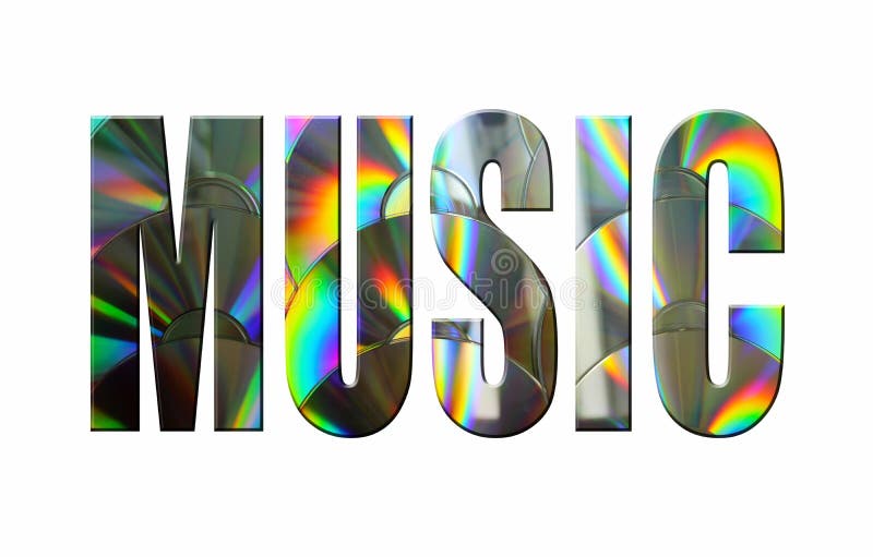 3D the Word `music` Made of Music Discs on a White Stock Illustration ...