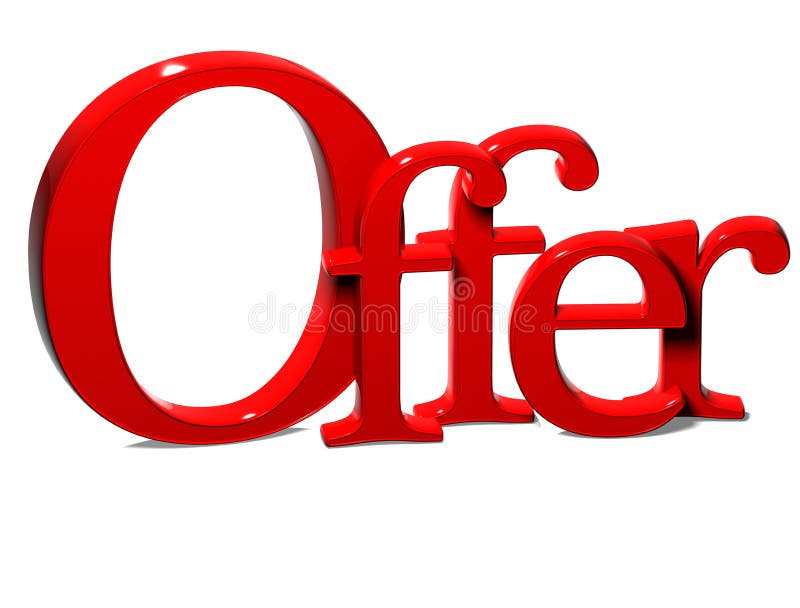 3D Word Offer on White Background Stock Illustration - Illustration of ...