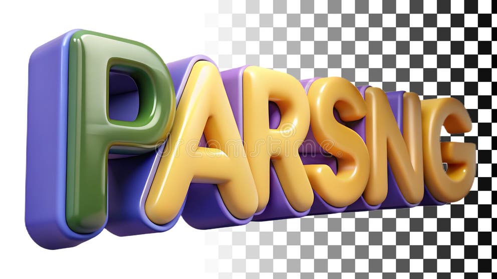 3D Word PARSING, Text Element for Data Analysis and Coding Png Transparent Image Generative AI ...