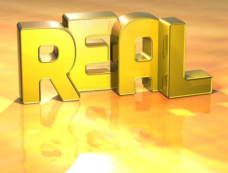 3D Word Real on Yellow Background Stock Illustration - Illustration of ...