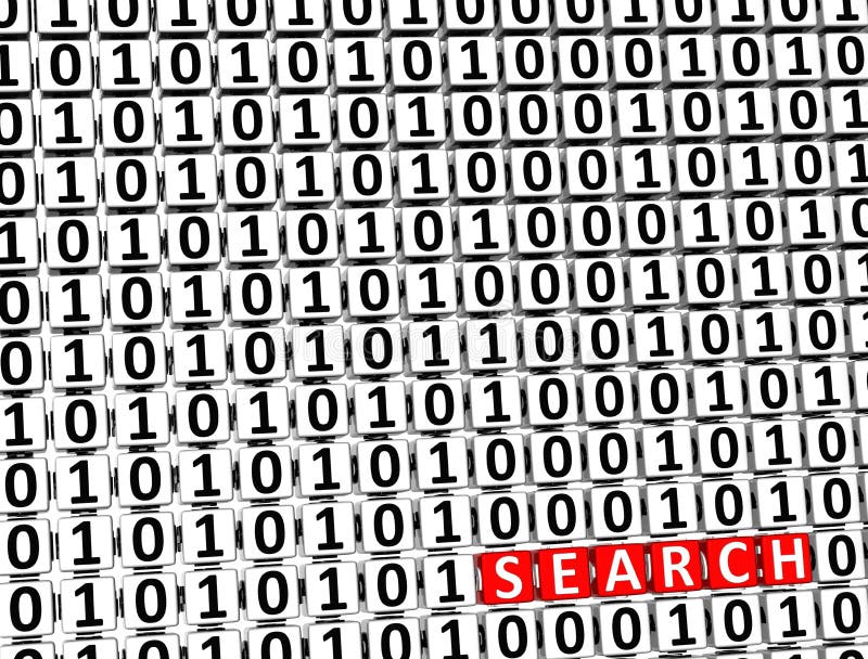 3D Word Search Inside Zero One Blocks Stock Illustration - Illustration ...