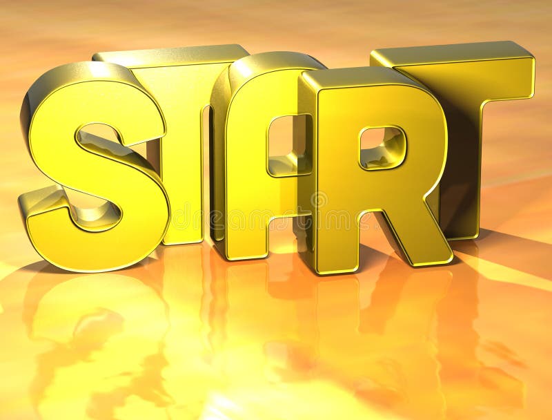 3D Word Start on Yellow Background Stock Illustration - Illustration of ...