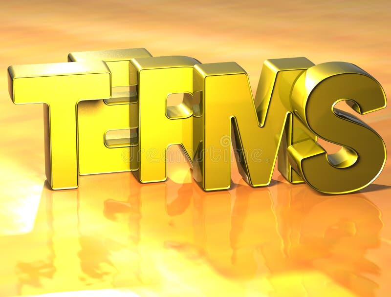 3D Word Terms on Yellow Background Stock Illustration - Illustration of ...