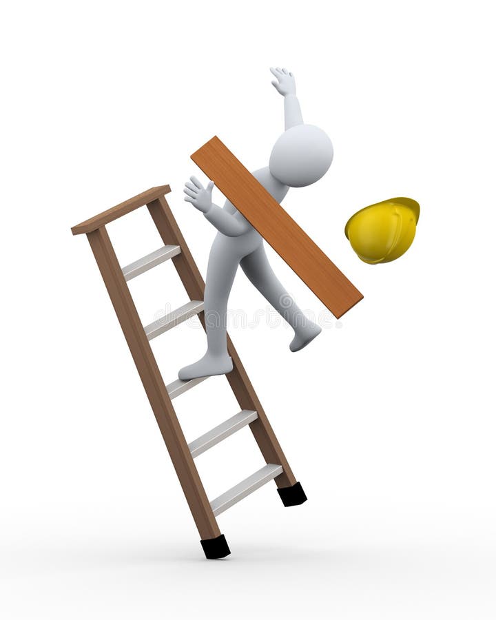 3d Worker Falling from Ladder Stock Illustration - Illustration of ...