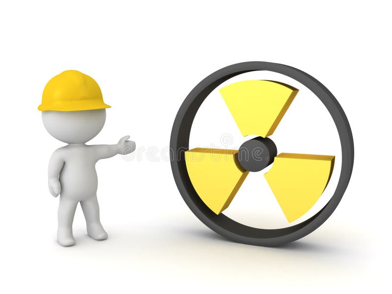 3D Worker Showing Radioactive Symbol Stock Illustration - Illustration ...