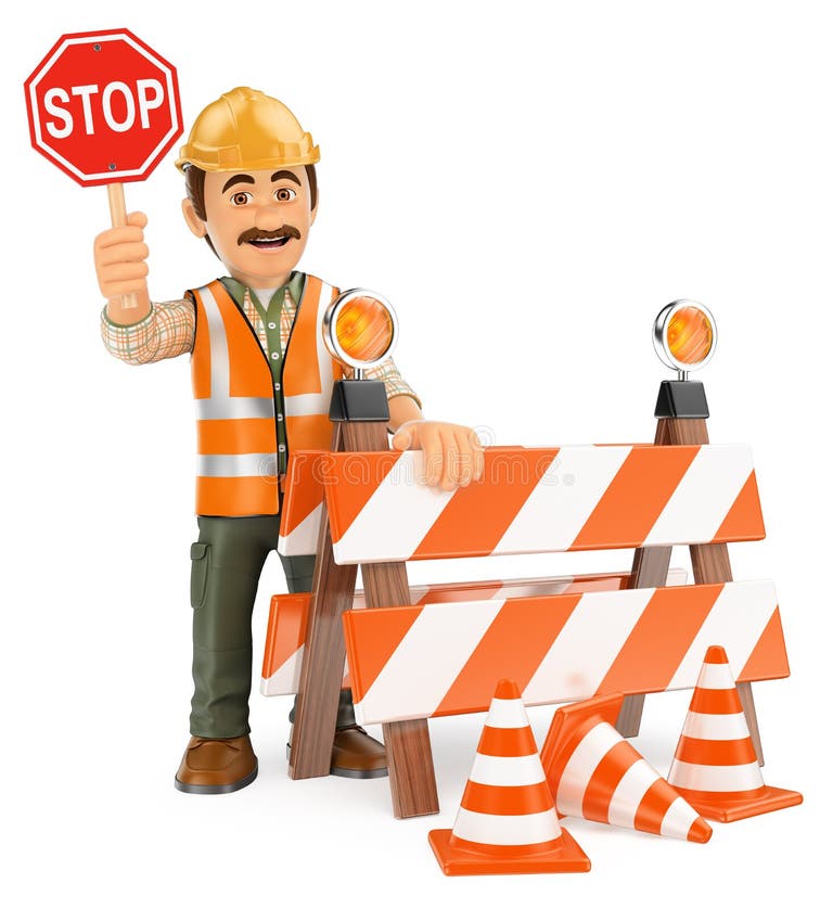 Construction Worker Stop Sign Stock Illustrations – 3,030 Construction ...