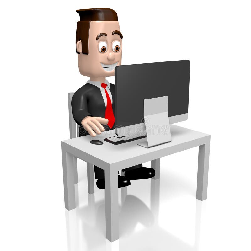 3D working on computer stock illustration. Illustration of human ...