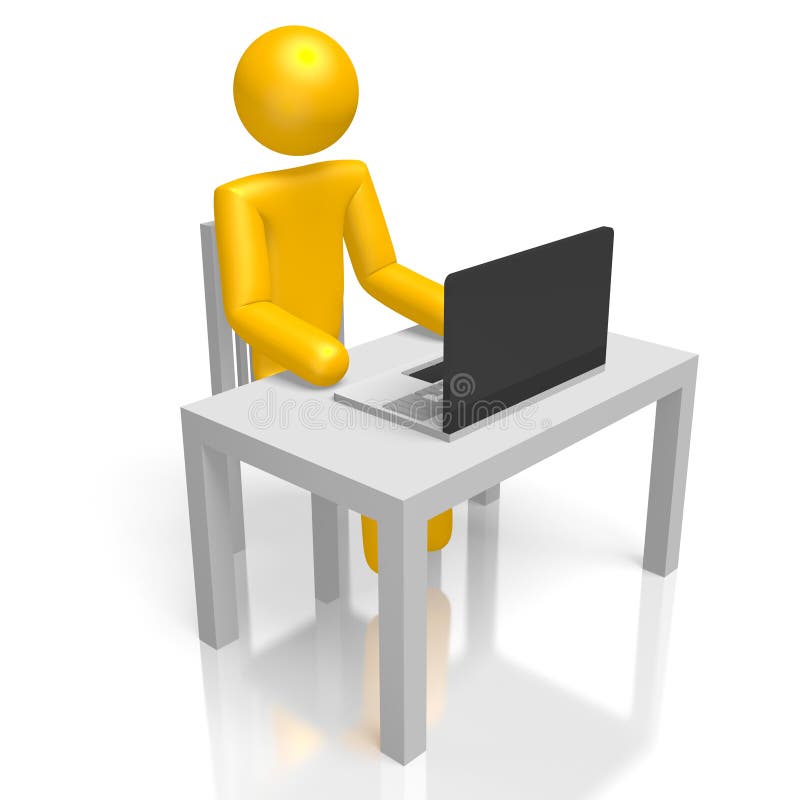 3D man working on computer stock illustration. Illustration of support ...