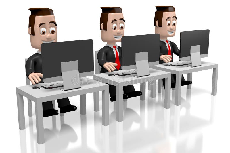 3D working on computers stock illustration. Illustration of character ...