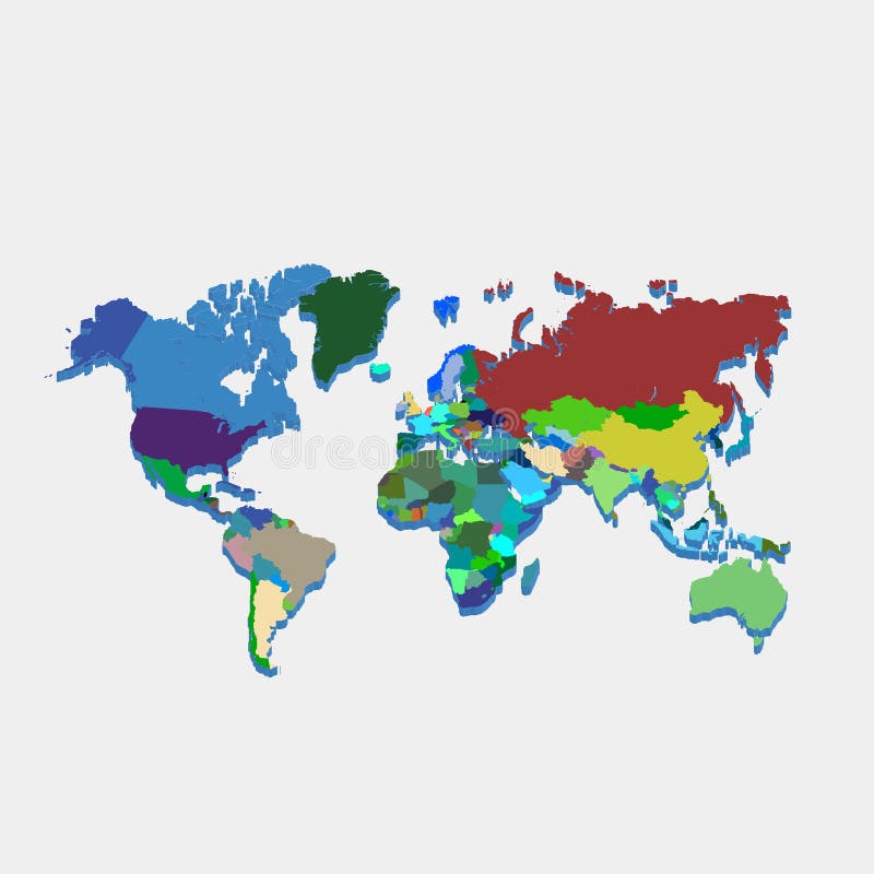 3d World Colorful Map vector illustratie. Illustration of ...