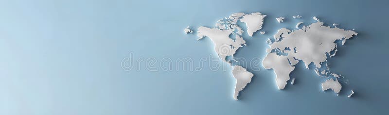 3D World Map on Blue Background with Copy Space Stock Illustration ...