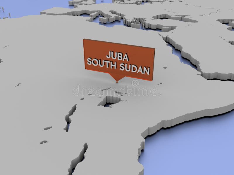3d World Map Illustration - Juba, South Sudan Stock Illustration ...