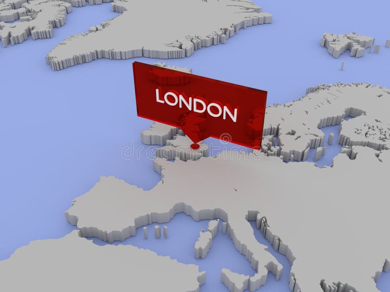 3d World Map Illustration - London, England Stock Illustration ...