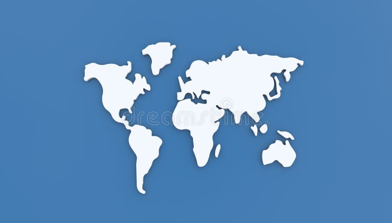 3D World Map on Light Blue Background 3d Image Stock Illustration ...