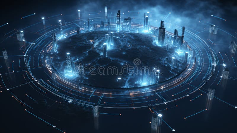 A 3d World Map Rendering for a Futuristic Look Stock Illustration ...