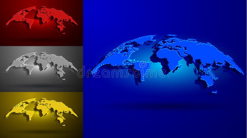 3D World Map Set stock vector. Illustration of asia, background - 92364318