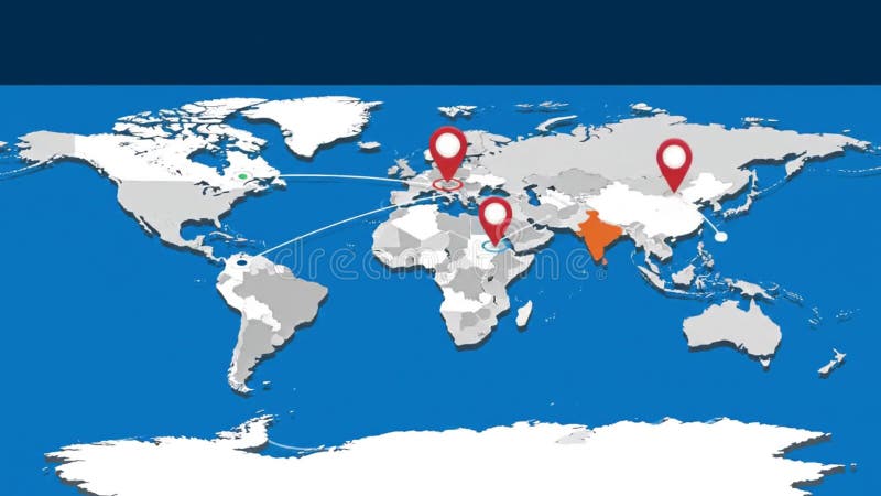 Global Network Connections Illustrated on a 3D World Map with Multiple ...