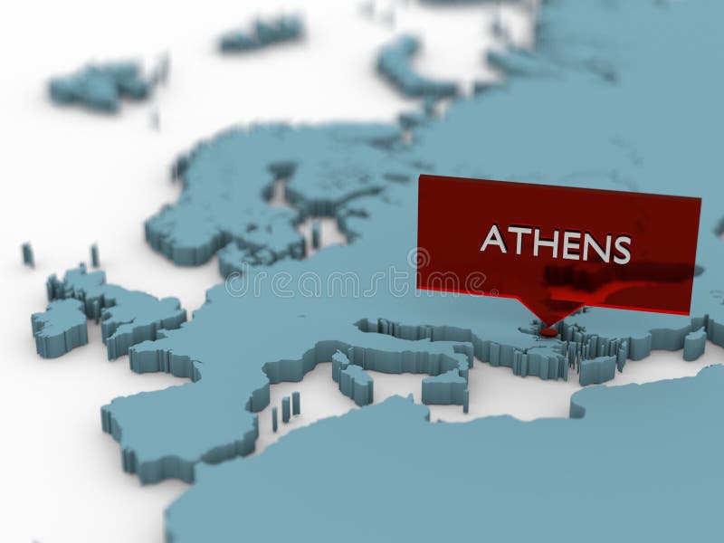 3d World Map Sticker - Athens Stock Illustration - Illustration of ...